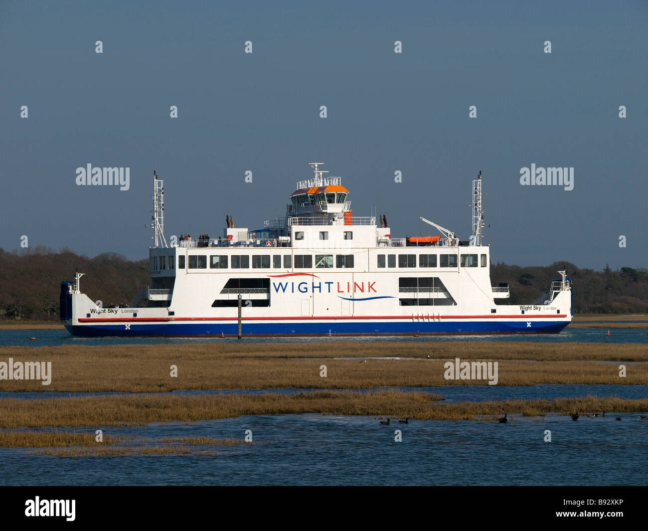 Wightlink's new ferry "Wight Sky" arriving at Lymington UK Stock Photo ...