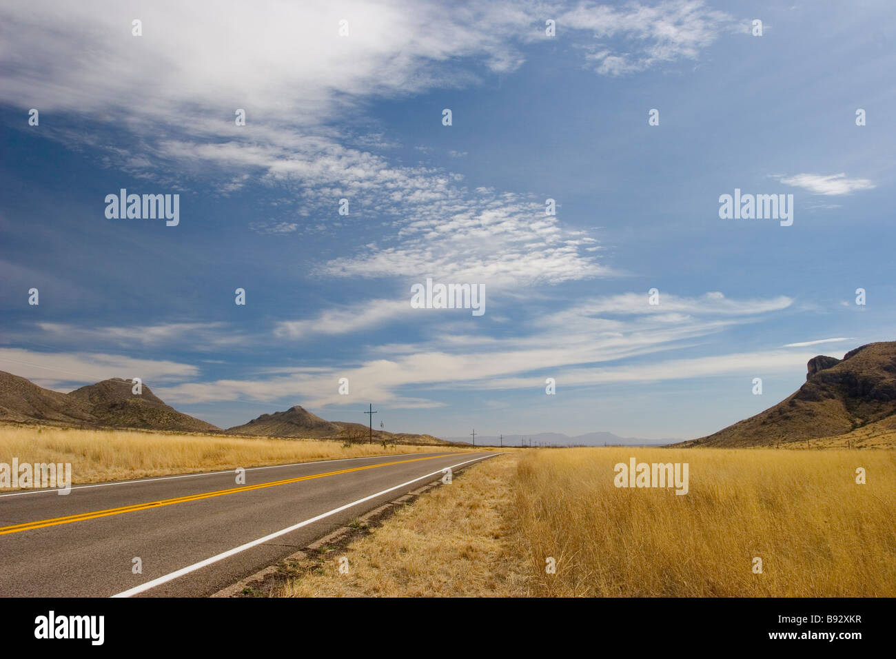 Open road grasslands high plains southwestern Arizona USA Stock Photo ...