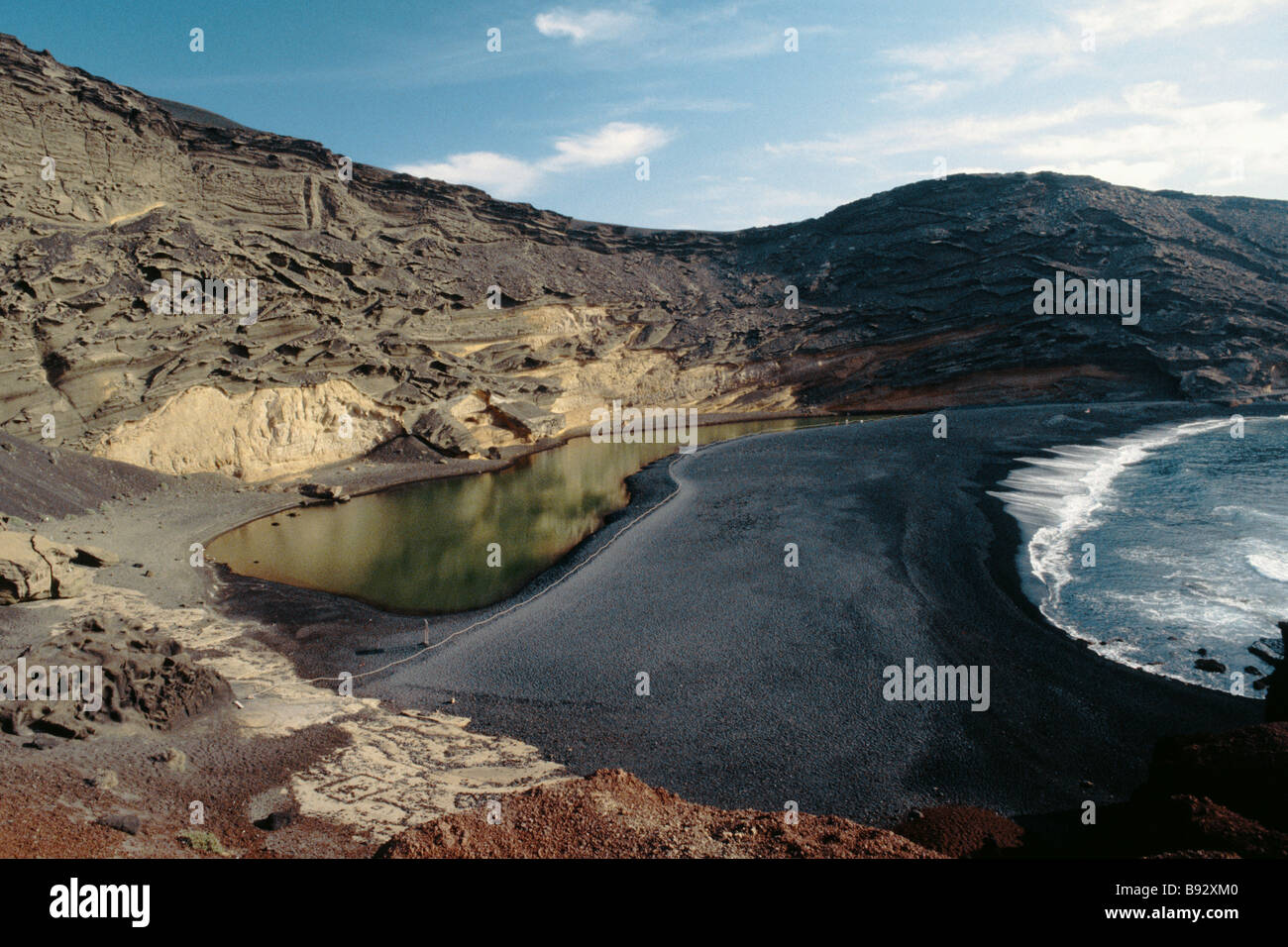Green Lagoon at El Golfo, Lanzarote Stock Photo - Alamy