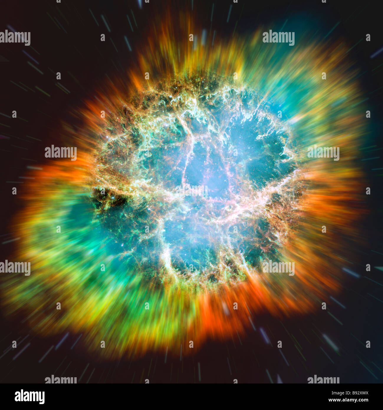 computer generated interpretation of the Crab Nebula exploding Stock ...