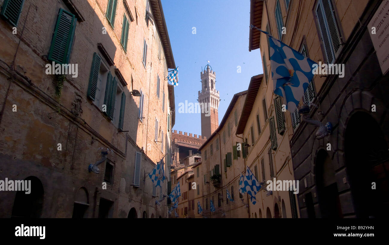 Flags of the contrade of the palio of siena hi-res stock photography ...