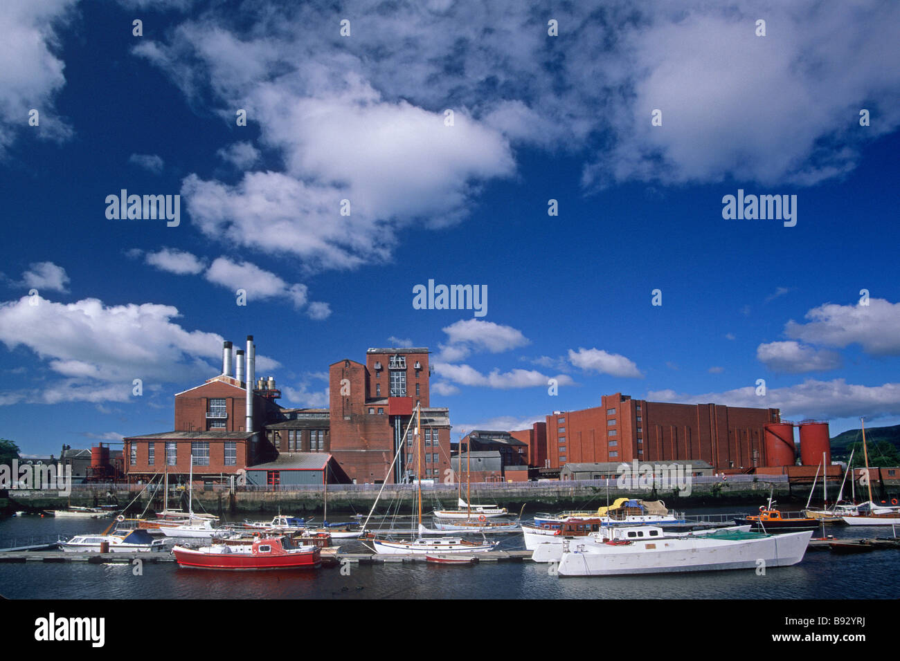 Dumbarton Distillery now demolished and the River Leven Stock Photo - Alamy