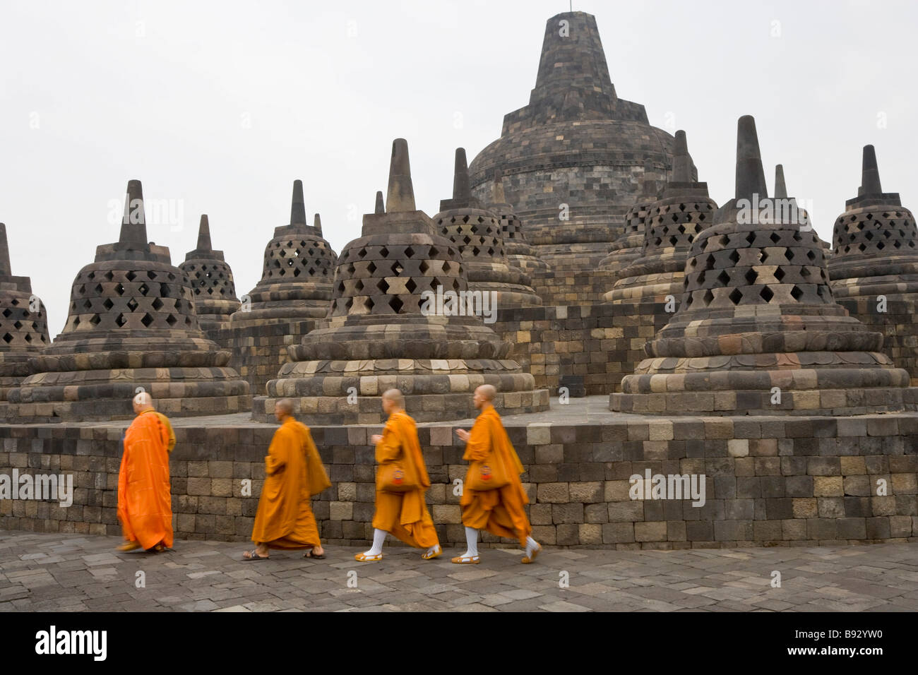 Borobudur java indonesia buddhist monks hi-res stock photography and ...