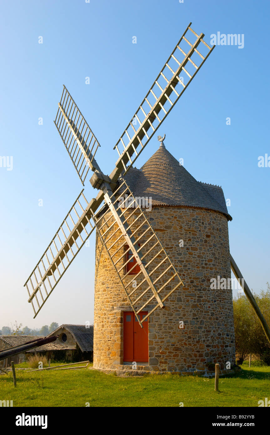 Traditional Brittany Windmill on the coast near Cancale France Stock ...