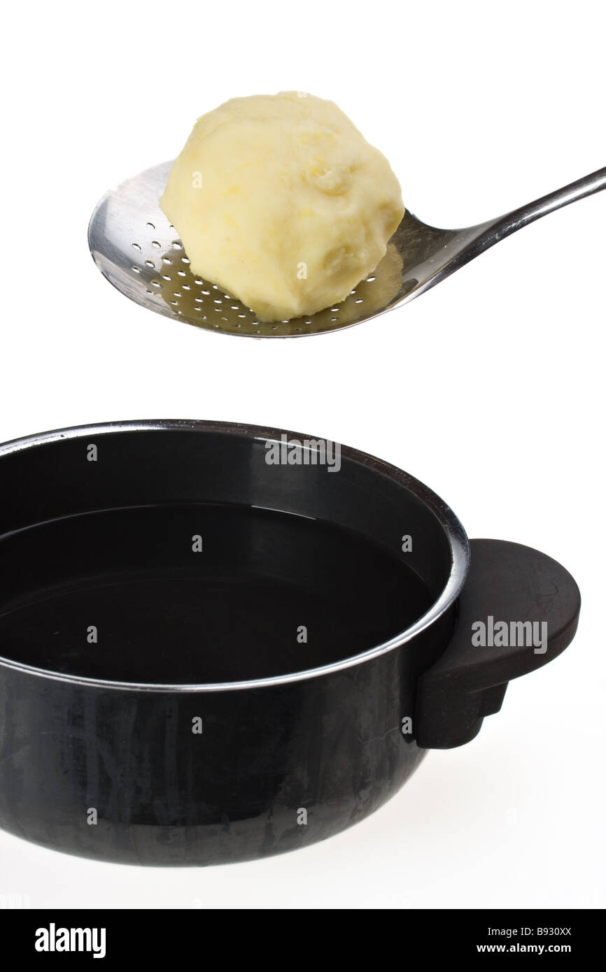potato dumpling, dipper and cooking pot Stock Photo - Alamy