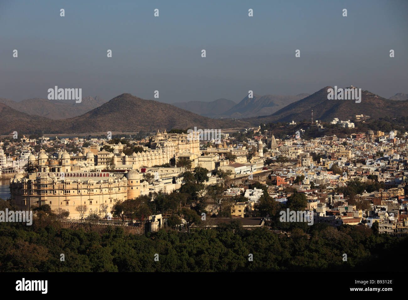 India Rajasthan Udaipur general aerial view City Palace Stock Photo - Alamy
