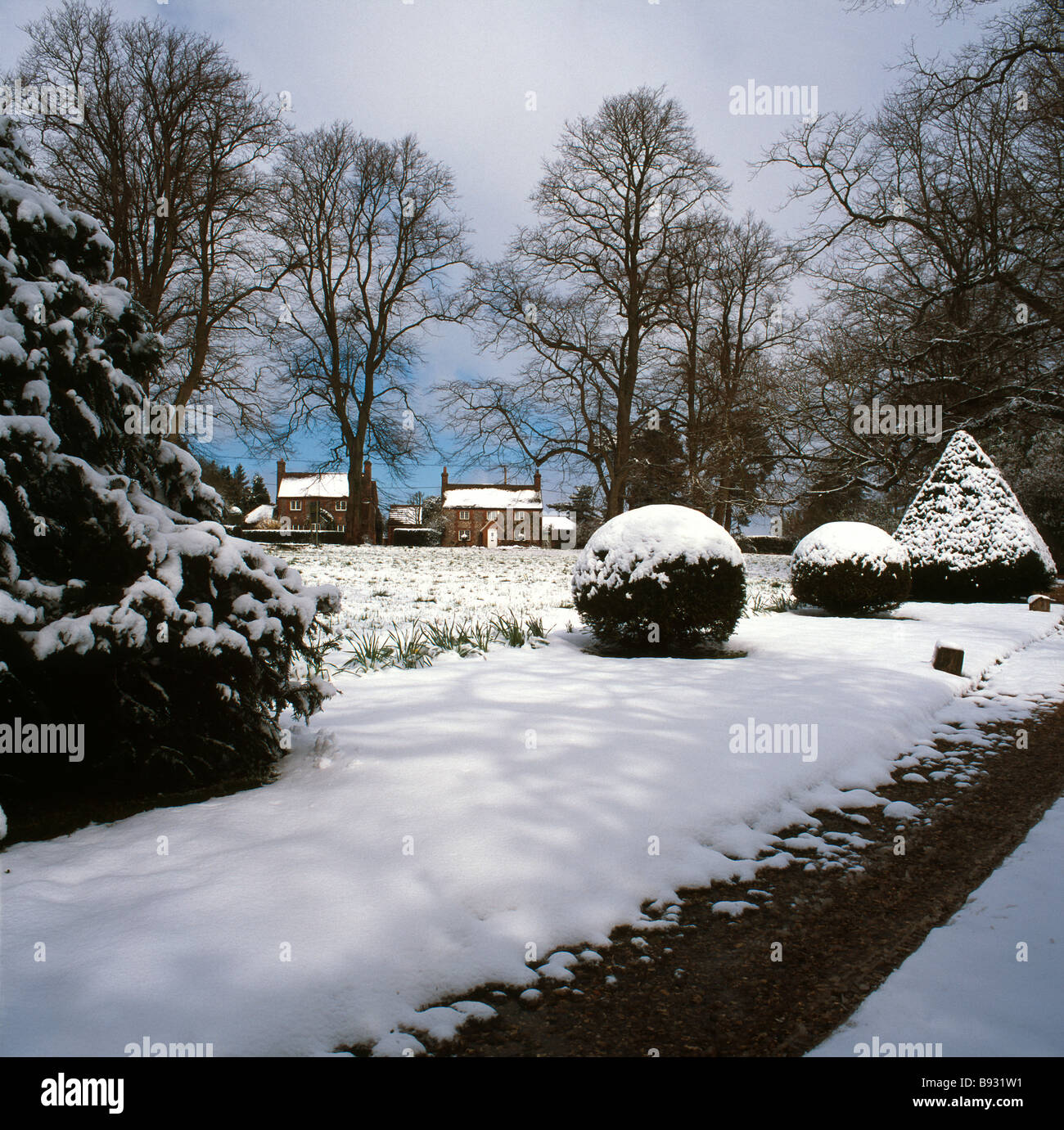 Snow on village green at Cookley Green, Snow on village green at ...