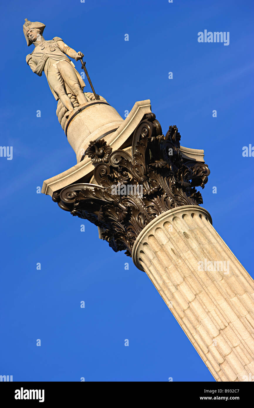 Close up of Nelson's column Trafalgar Square, City of London, United ...