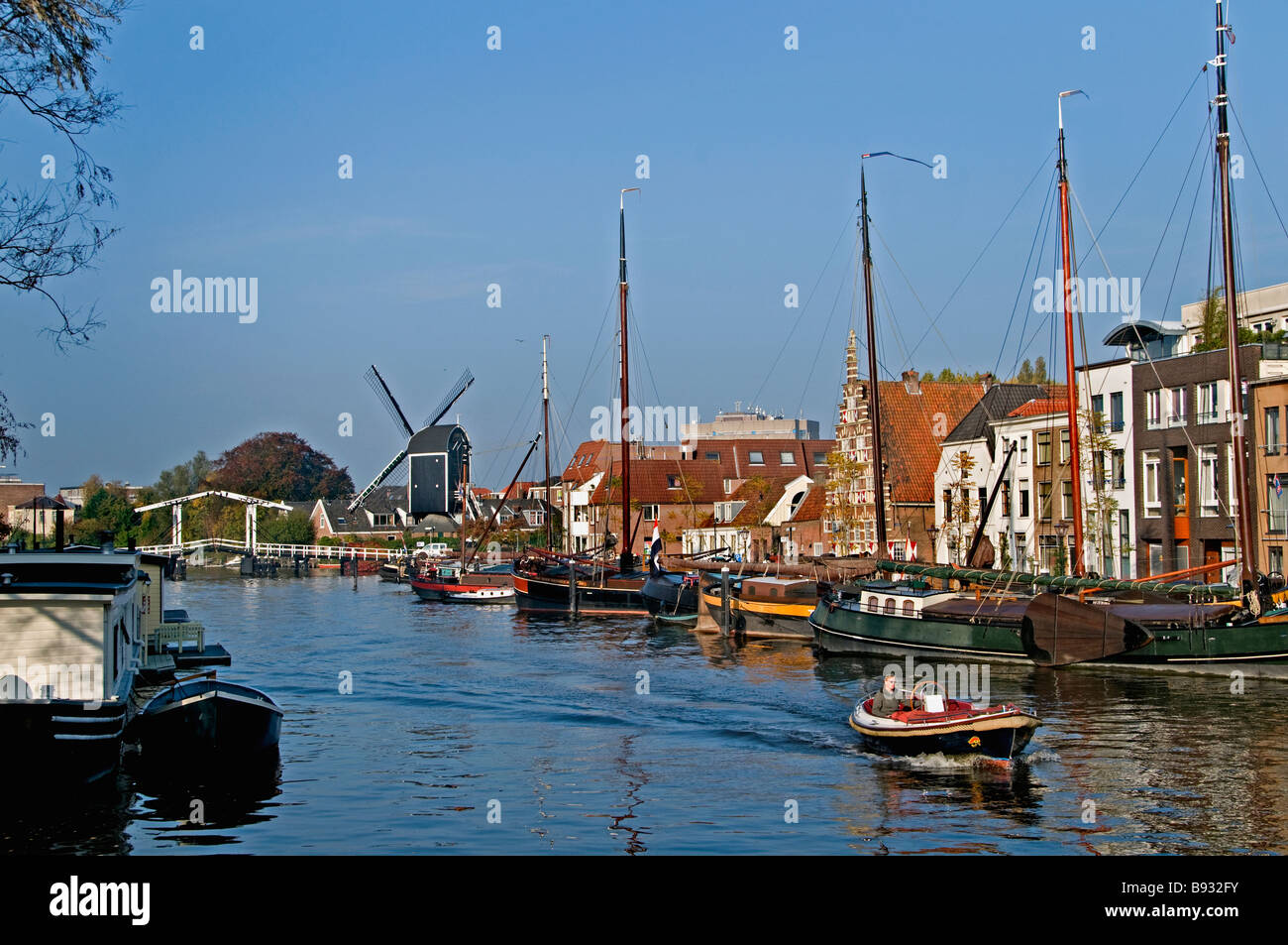Leiden Netherlands Holland New Rhine Galgewater Nieuwe Rijn Stock Photo ...