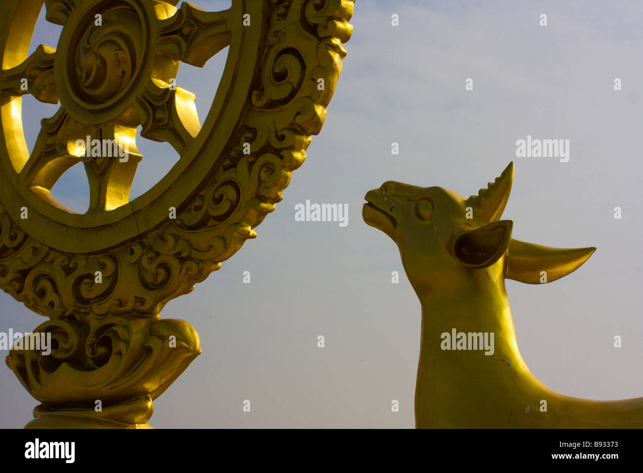 Buddhist gold animal statue Stock Photo - Alamy