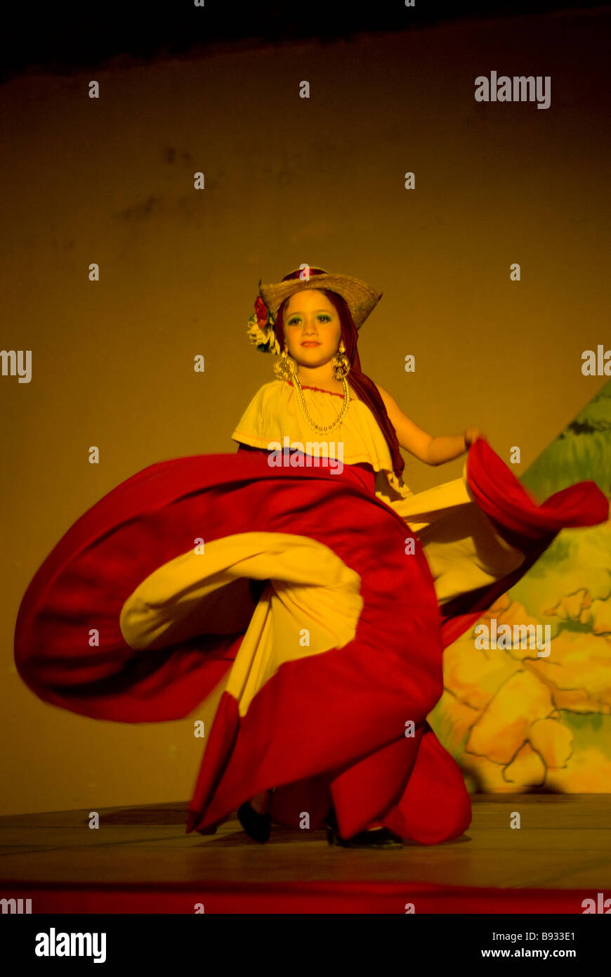 Young girl performing folkloric dance in Cosala, Sinaloa State, Mexico ...
