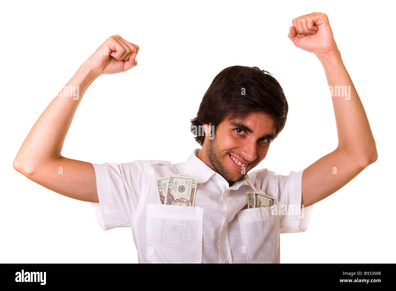 wealthy and happy man showing his money Stock Photo - Alamy