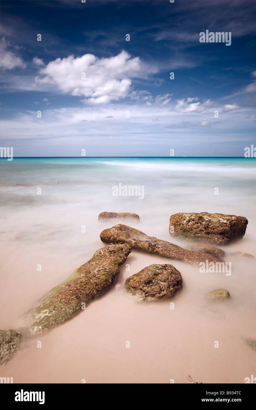 Pebbles Beach at West Coast of Barbados, "West Indies Stock Photo - Alamy