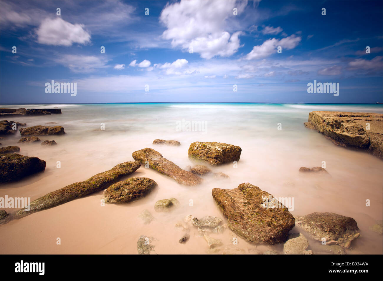 Pebbles Beach at West Coast of Barbados, "West Indies Stock Photo - Alamy