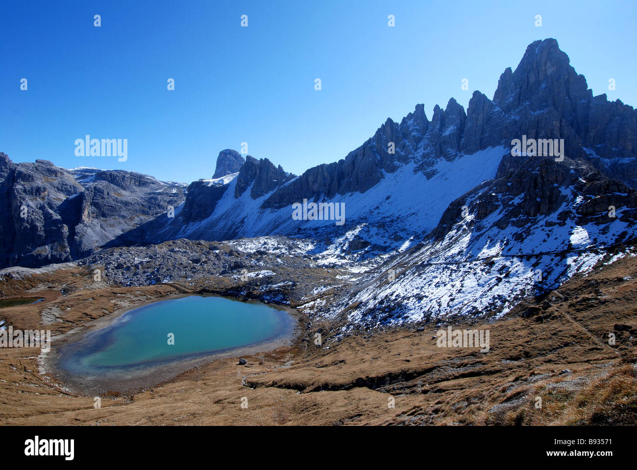 Lago di Piant, Paternkofel, Monte Paterno, Dolomites, Italy Stock Photo ...