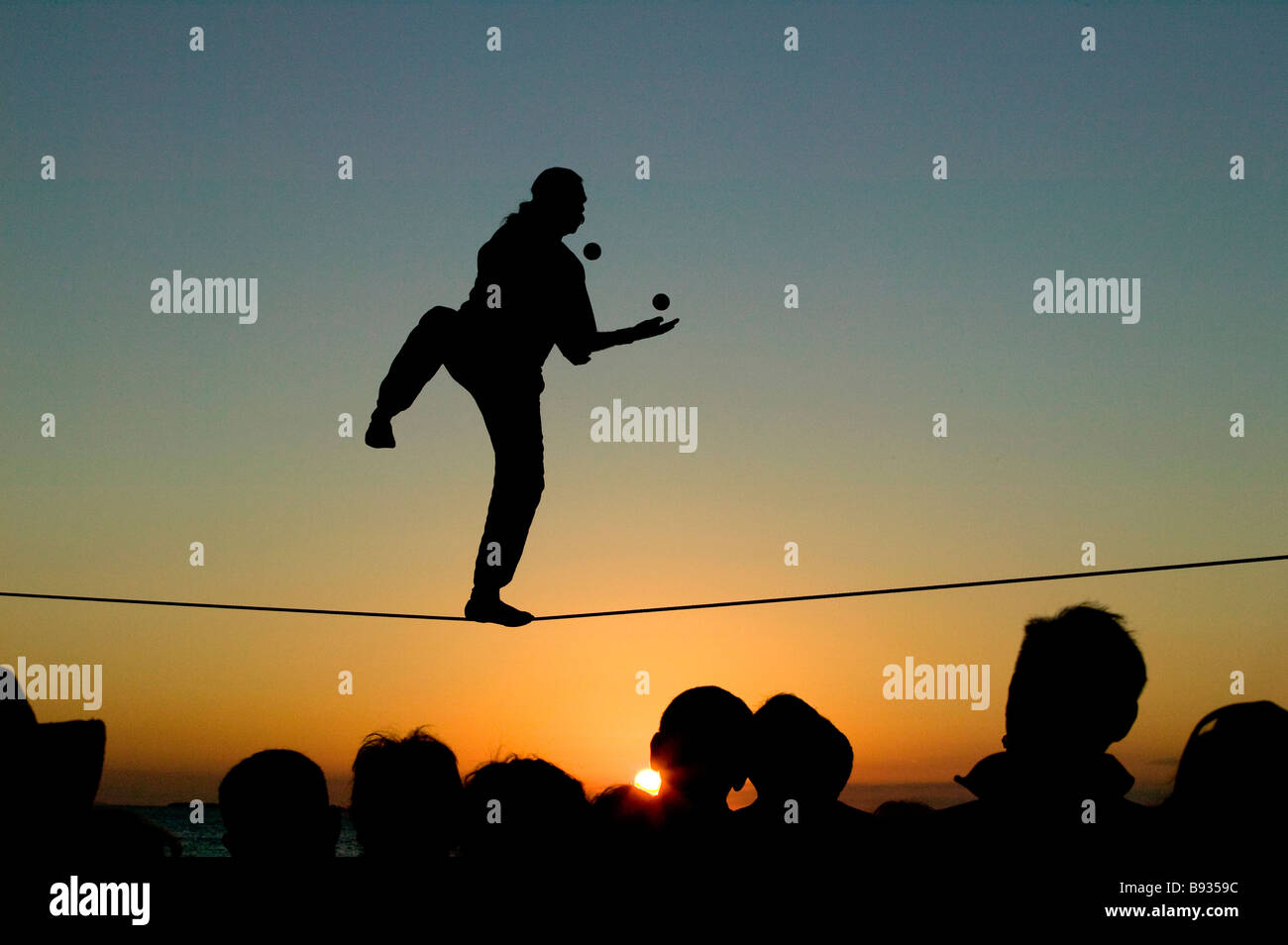 Tight rope walker preforming in Mallory Sq Key West Fl Stock Photo - Alamy