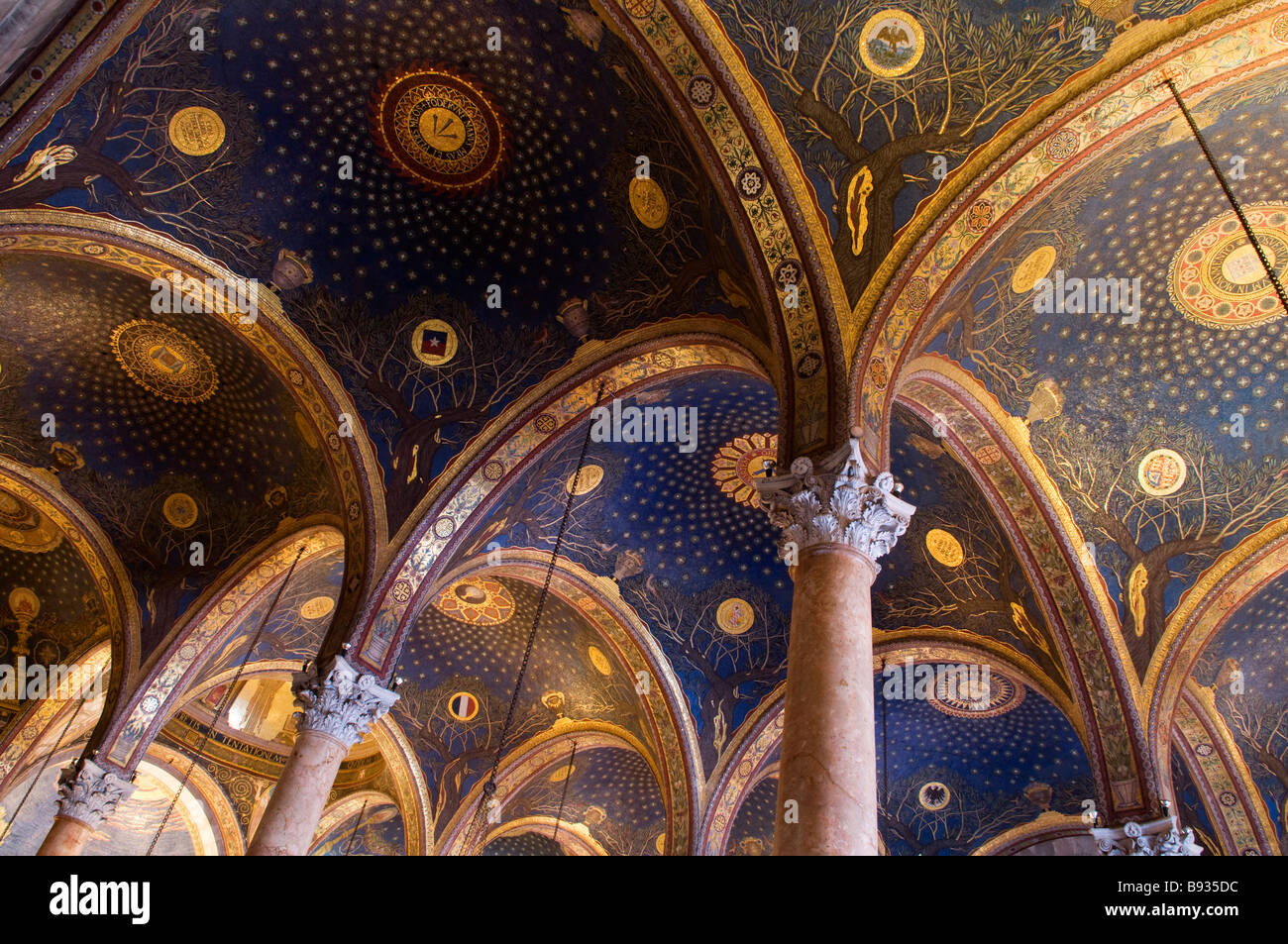 Decorated ceiling of the Roman Catholic Church of All Nations also ...