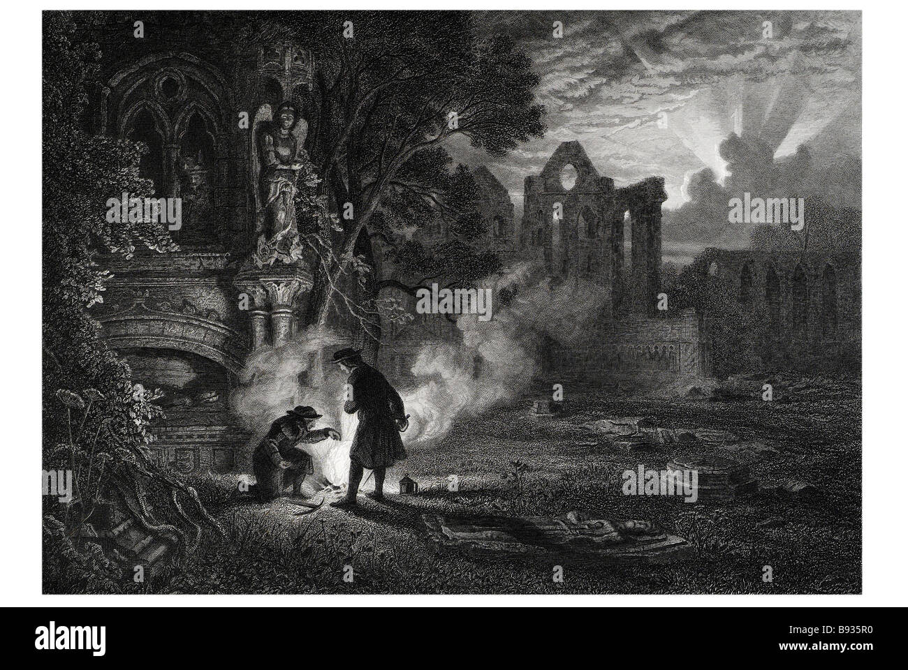 sir arthur and dousterswivel in the ruins of st ruth fire camp men wild ...