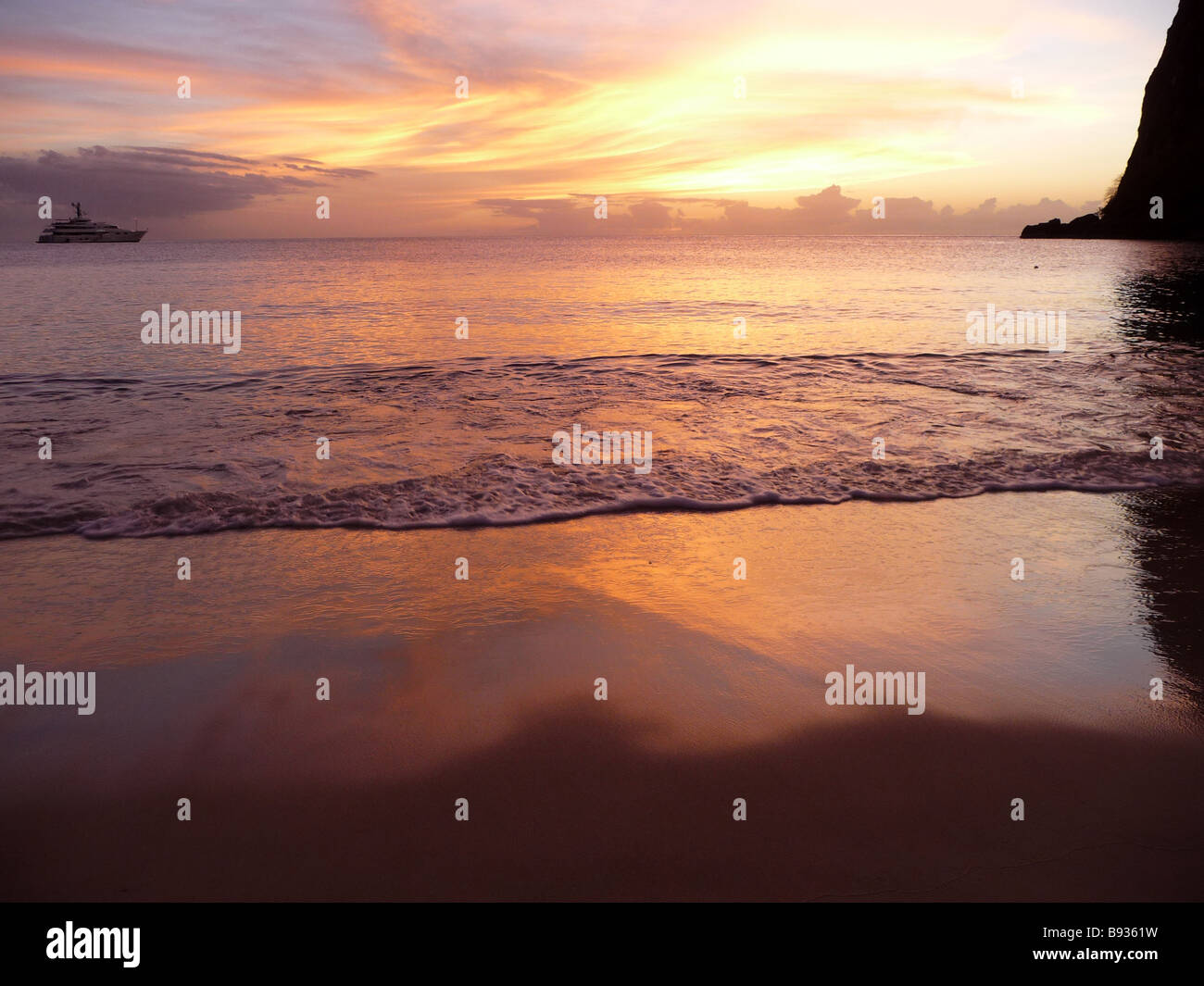 Sunset Anse Des Piton Stock Photo - Alamy