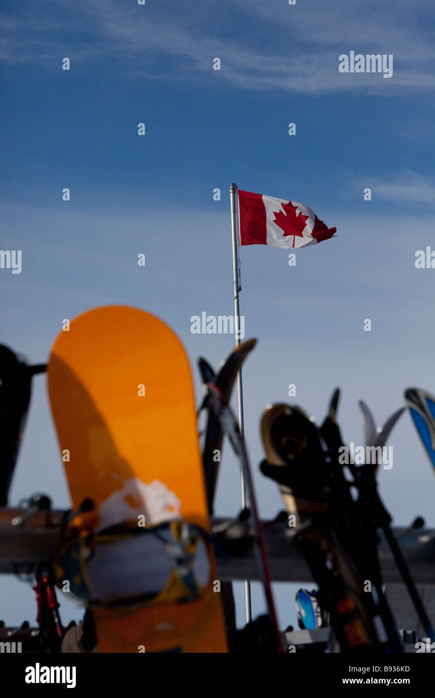 Canadian flag at Whistler, host of 2010 winter olympics Stock Photo - Alamy
