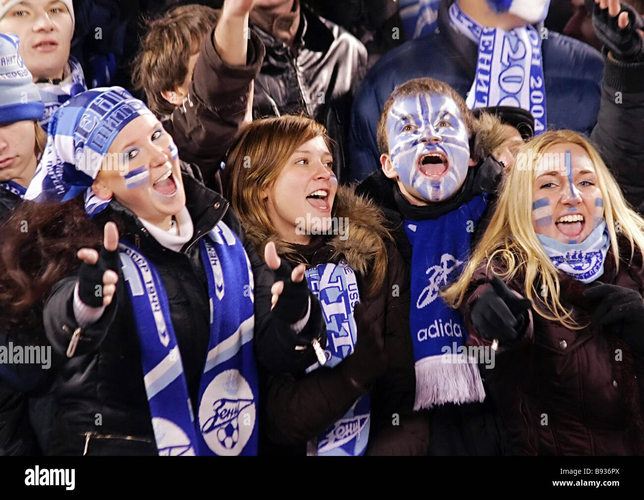 Football Fans Celebrate The Victory Of The Zenit Football Club During