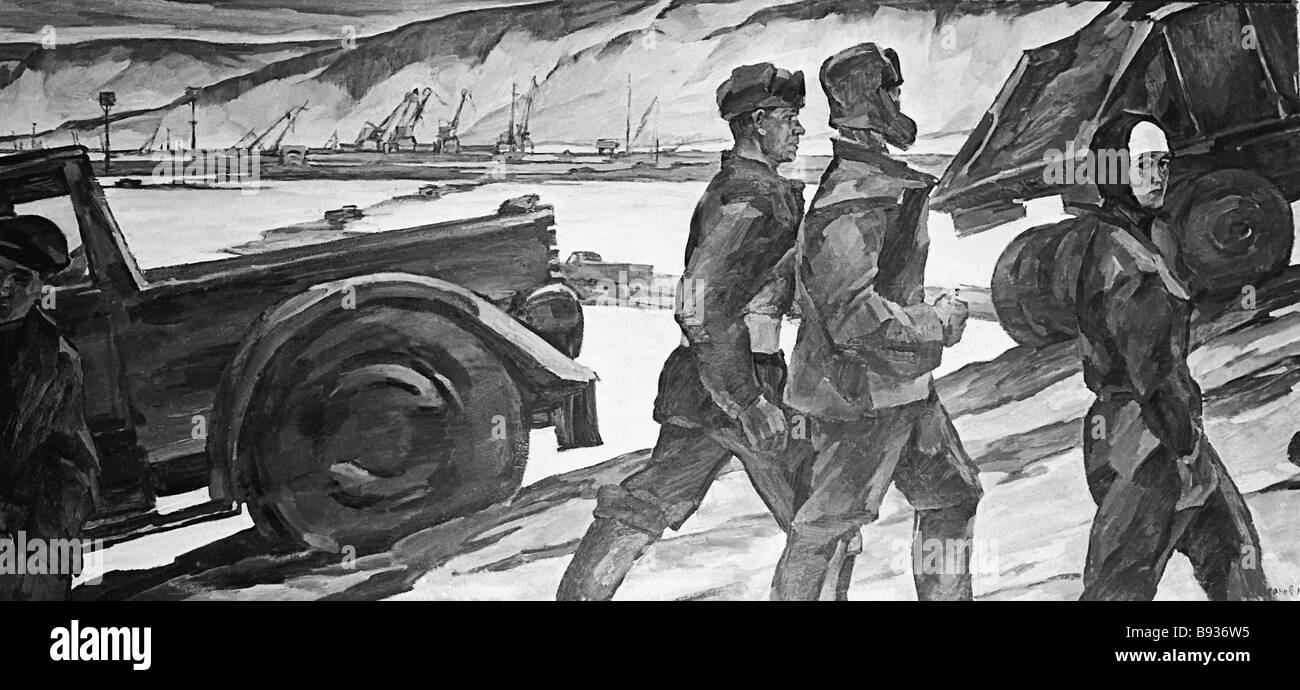 Kuibyshev Hydro 1957 by Soviet artist Nikolai Andronov 1929 1998 Stock ...