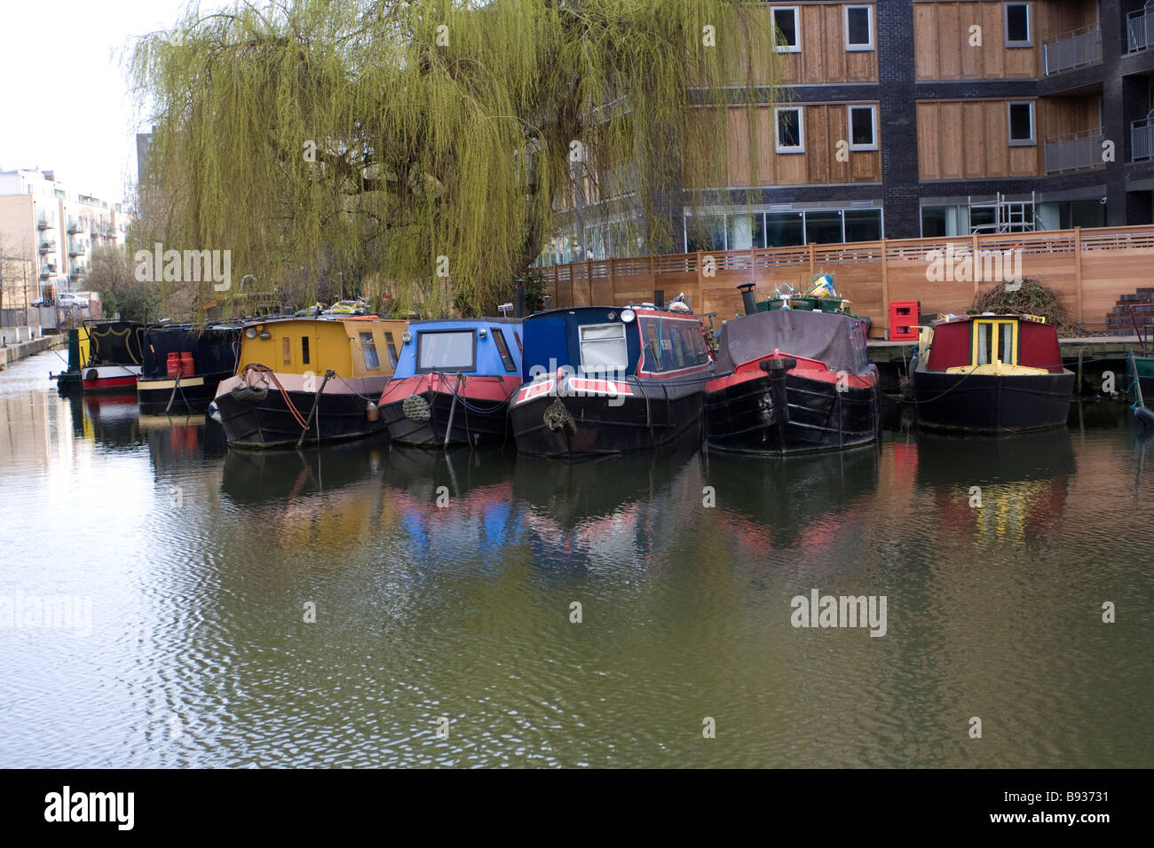 colourful boats reflection in water Stock Photo - Alamy