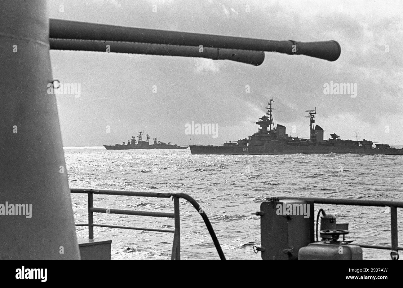 Soviet warships at a military exercise in the Mediterranean Stock Photo ...