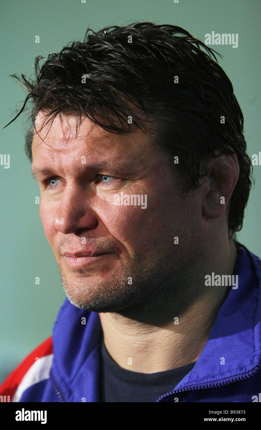 Russian wrestler Oleg Taktarov after a heavyweight match with American ...
