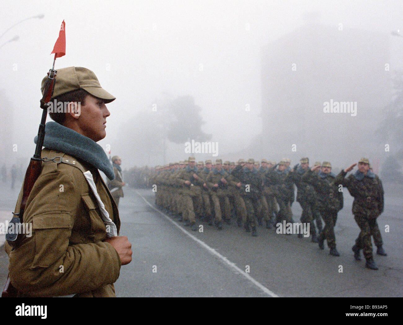 A military parade on a Great October Revolution anniversary in ...