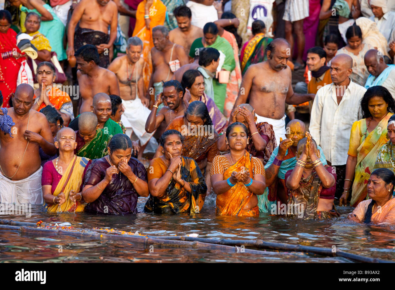 Hindu People Bathing in the Ganges River in Varanasi India Stock Photo ...