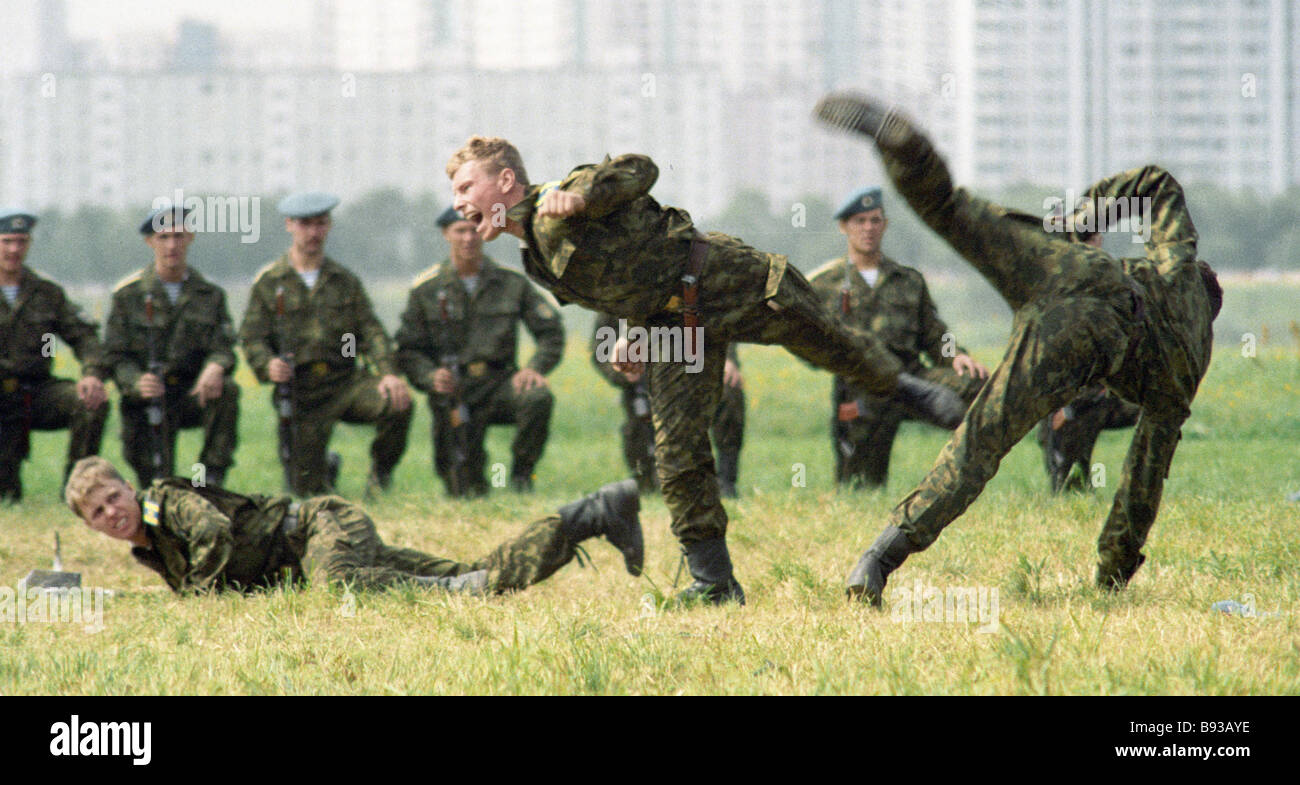 Commandoes hand to hand fighting demonstration at the Tushino military ...