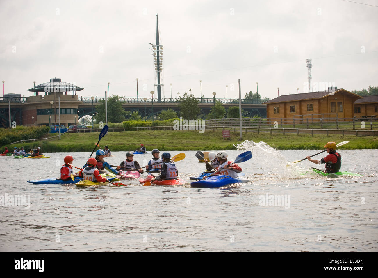 Group children adults learning kayaks hi-res stock photography and ...