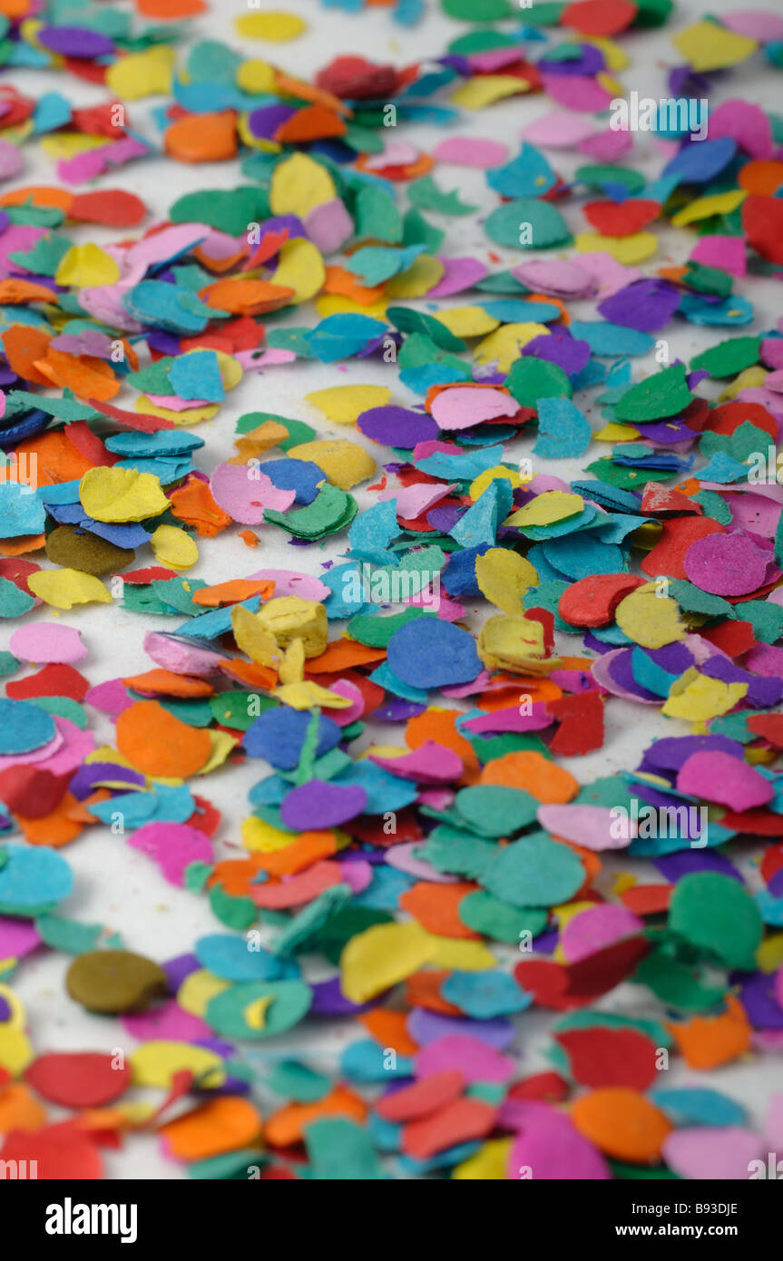 Colorful party confetti on a white background Stock Photo - Alamy