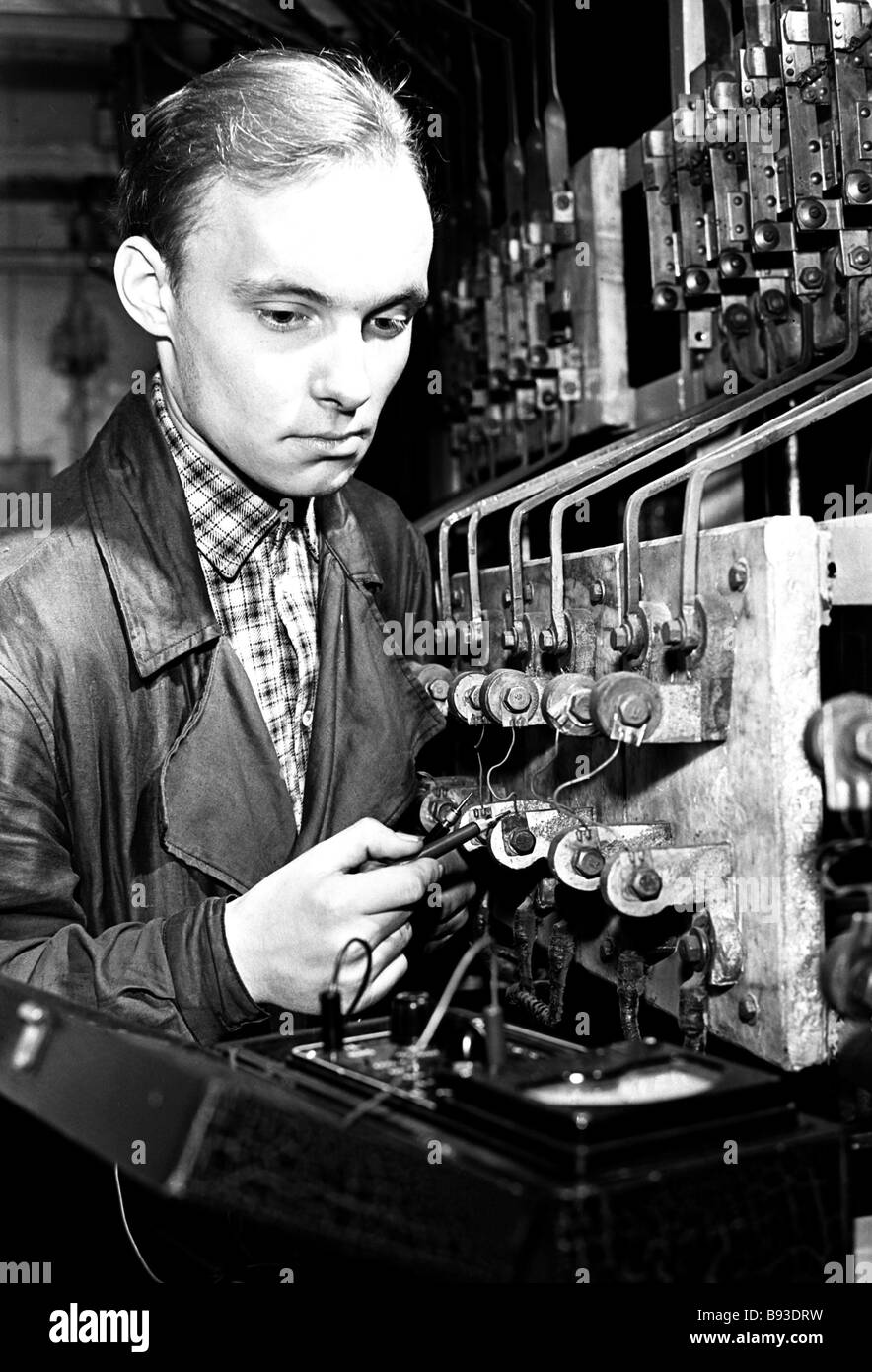 Electrician B Shamin working at the Telegraph Agency of the Soviet ...