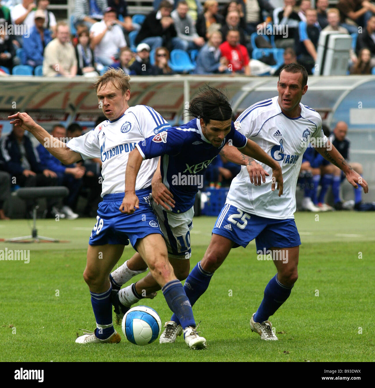 Danni center Dinamo and players with Zenit Alexander Gorshkov left and ...