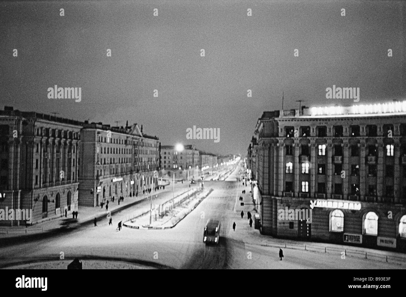 Downtown Norilsk at night Stock Photo - Alamy