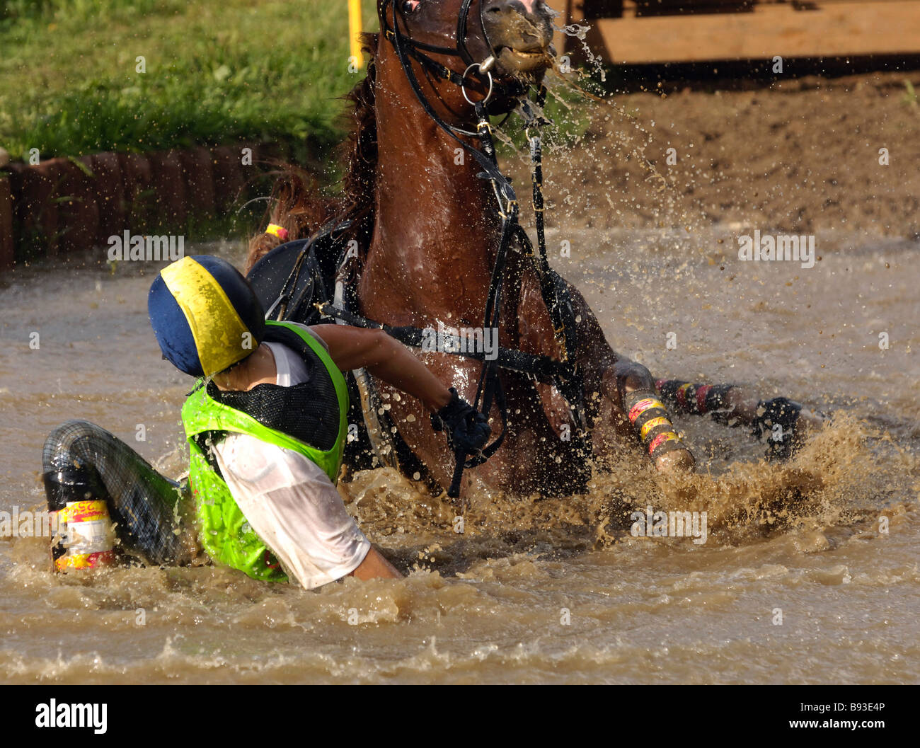 Oksana Chonka Russia fell with her horse Agifar during the cross ...