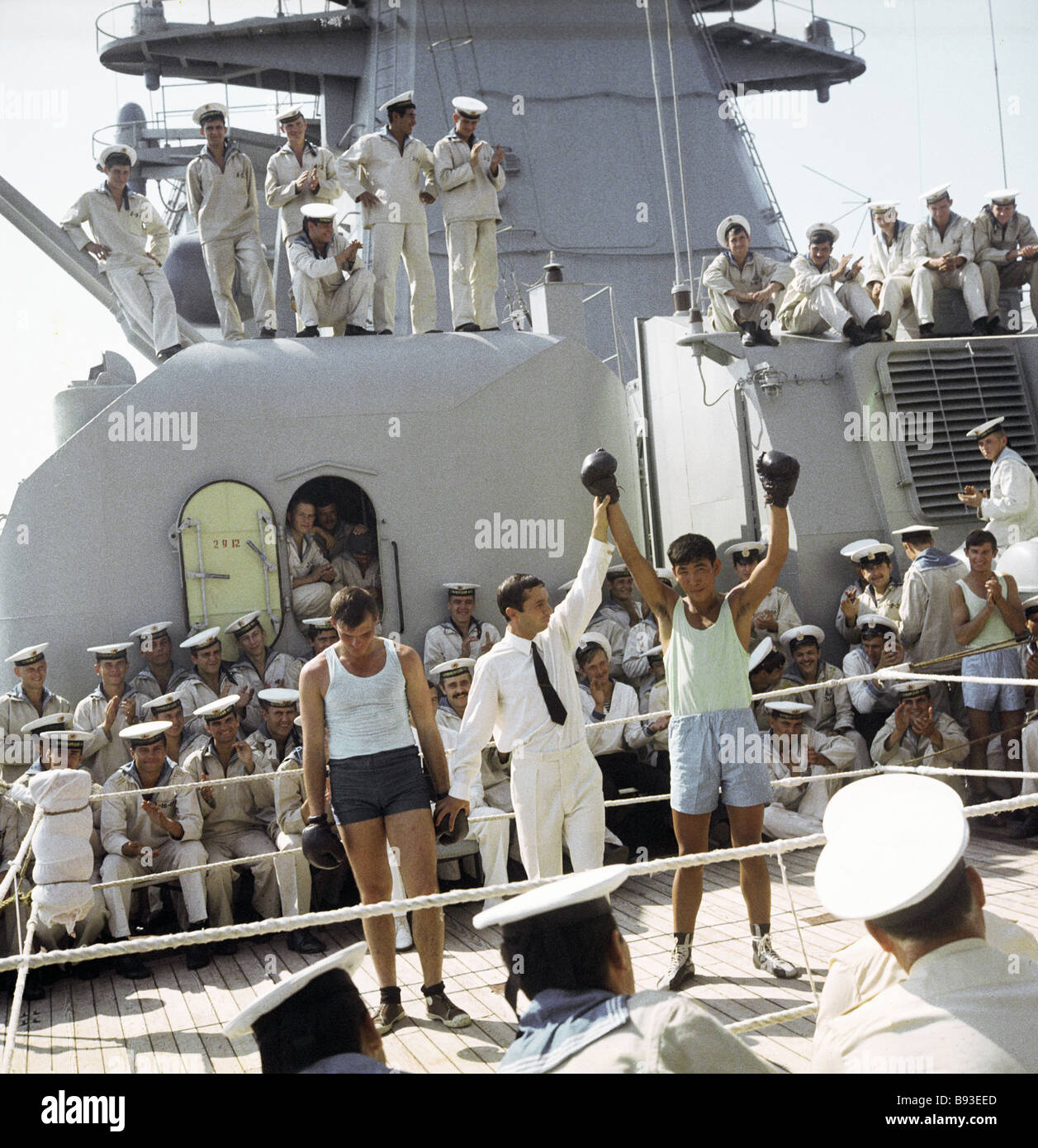 The Ochakov anti submarine vessel crew in a boxing match Stock Photo ...