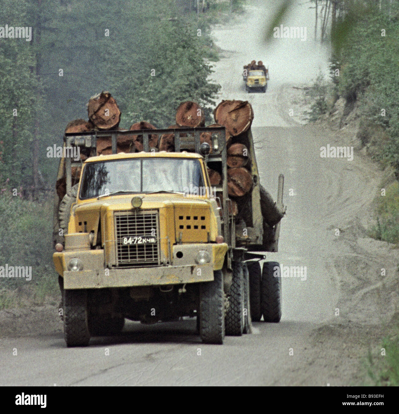 Heavy trucks carrying timber Stock Photo - Alamy