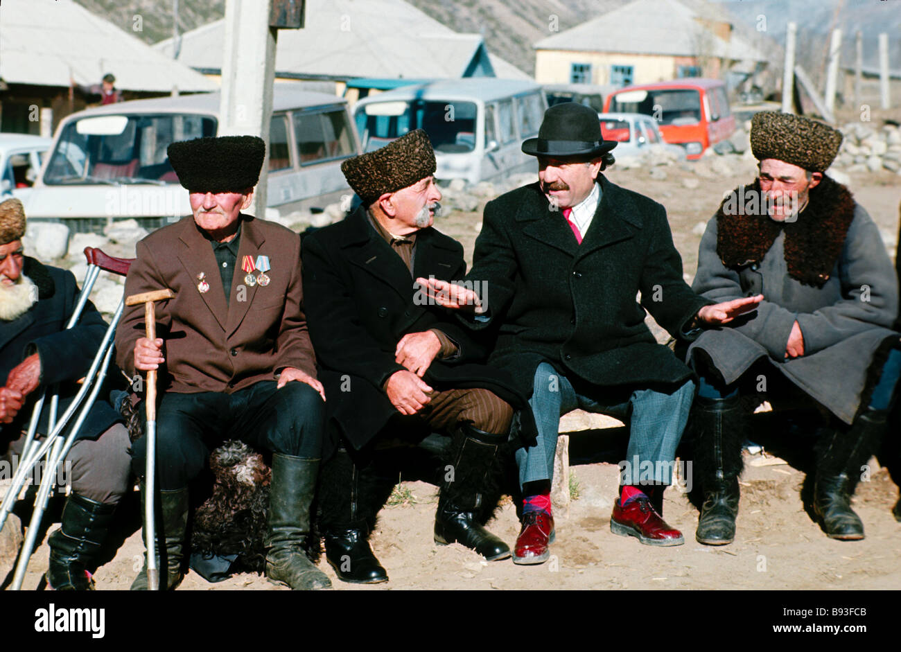 Balkar poet Kaisyn Kuliev 1917 1985 with the elders of the mountain ...