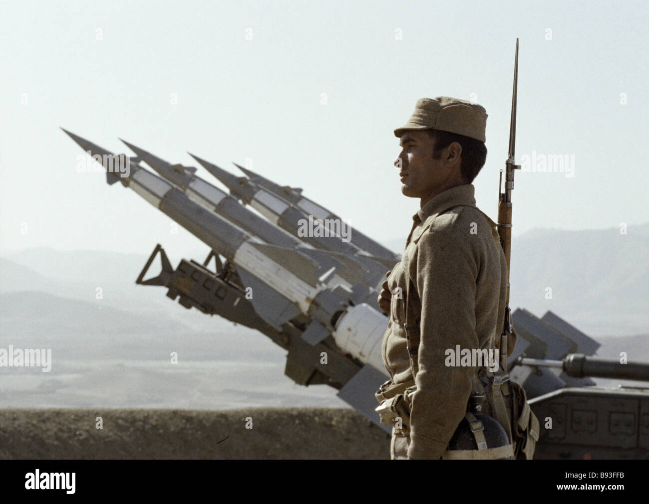 A sentry posted at an anti aircraft missile installation Stock Photo ...