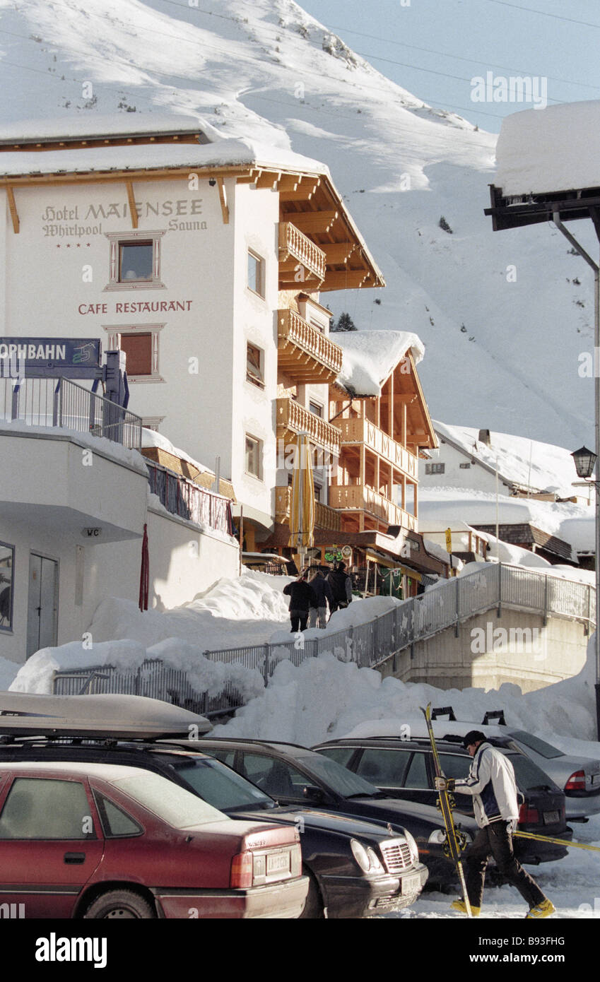 A mountain ski center in the Alps Stock Photo - Alamy
