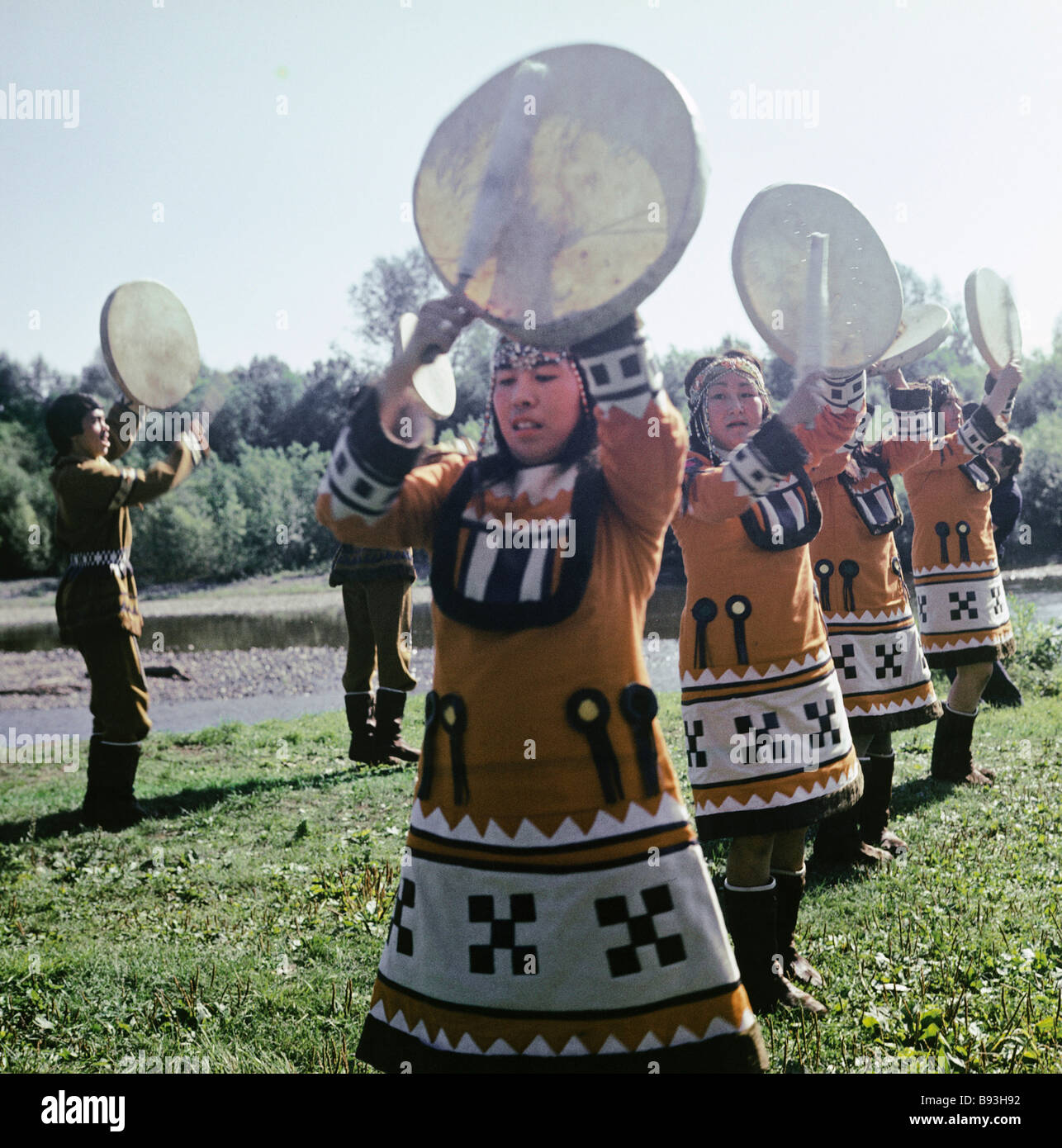 A Koryak dance ensemble performing a national dance the Kamchatka ...