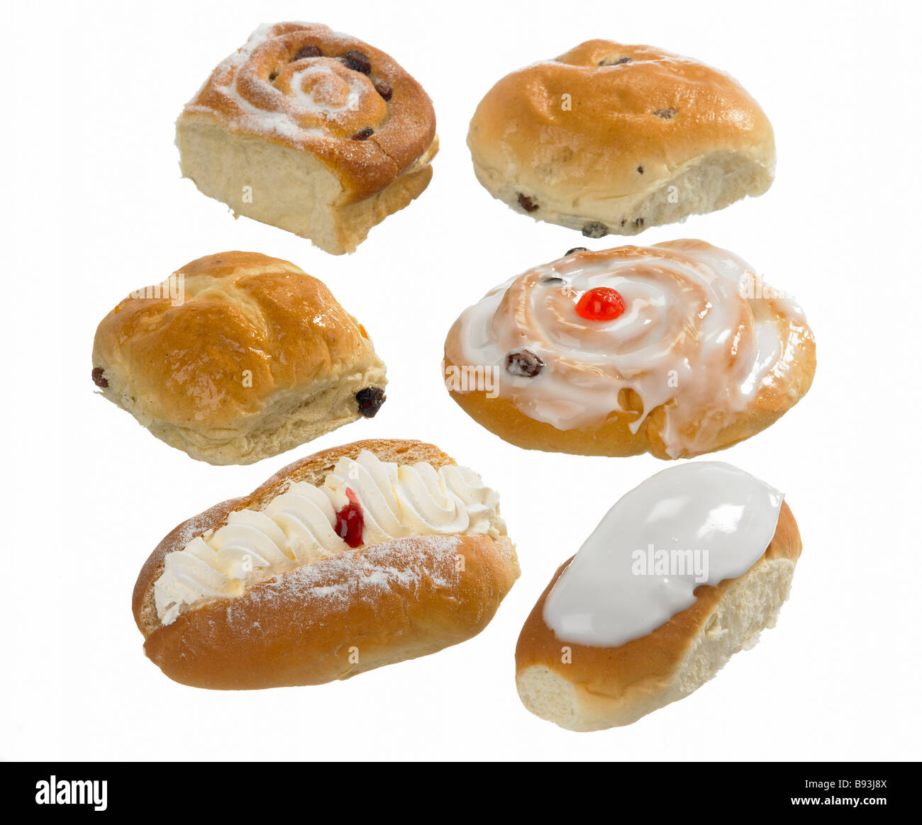 selection of sweet buns Stock Photo - Alamy
