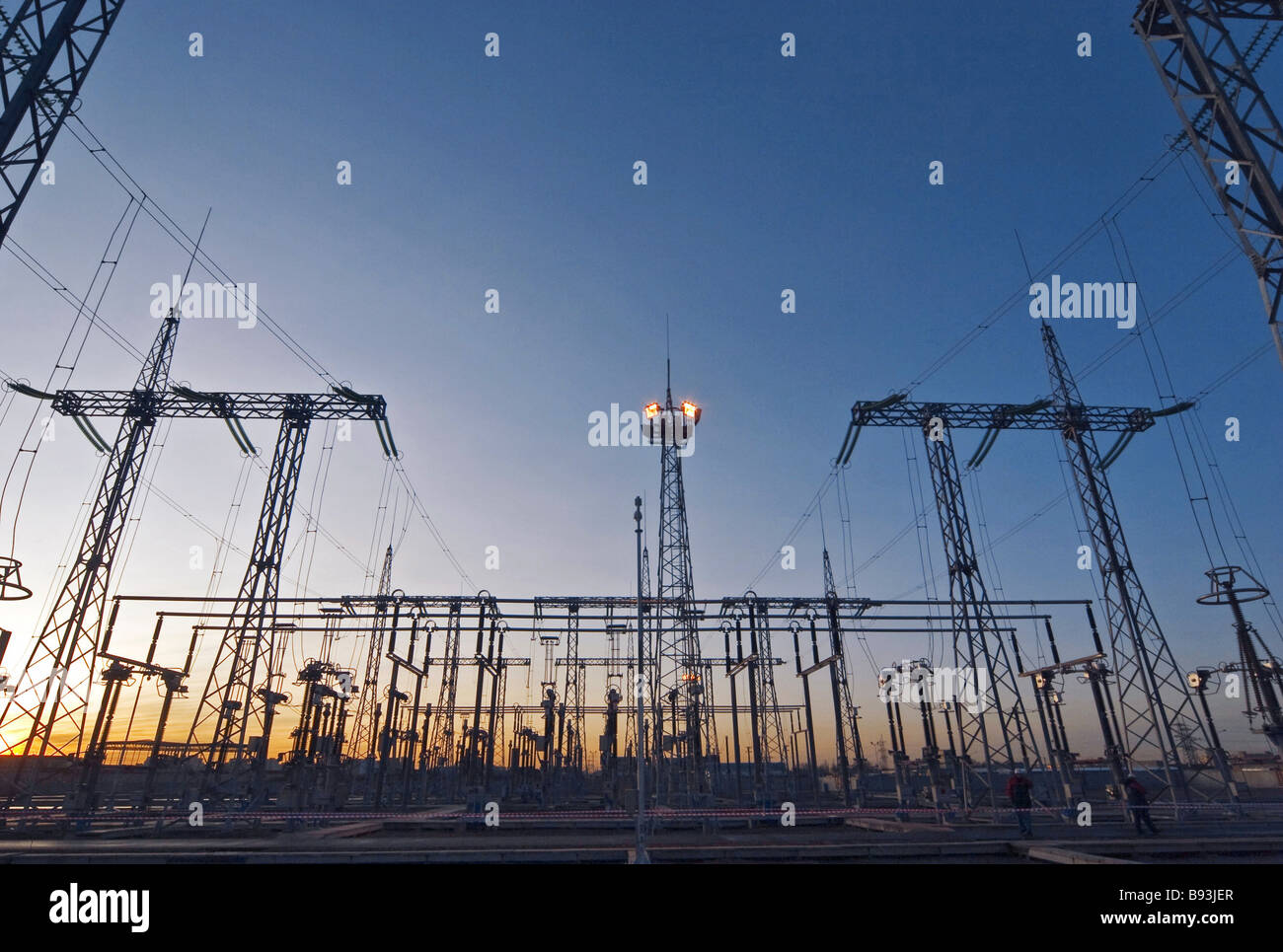 Rzhevskaya substation with overhead power transmission lines has been ...