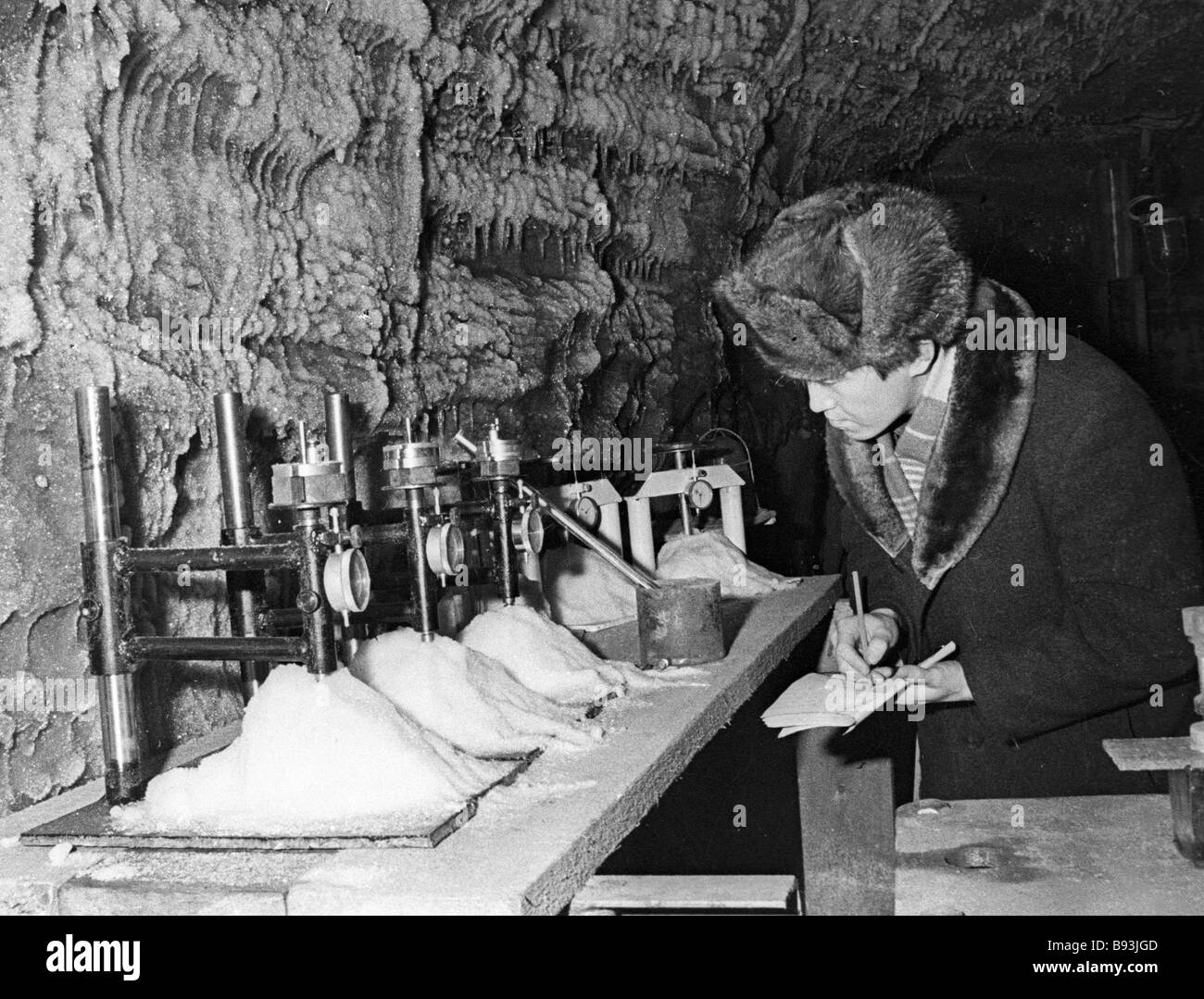 An assistant of an underground laboratory of the Institute of ...