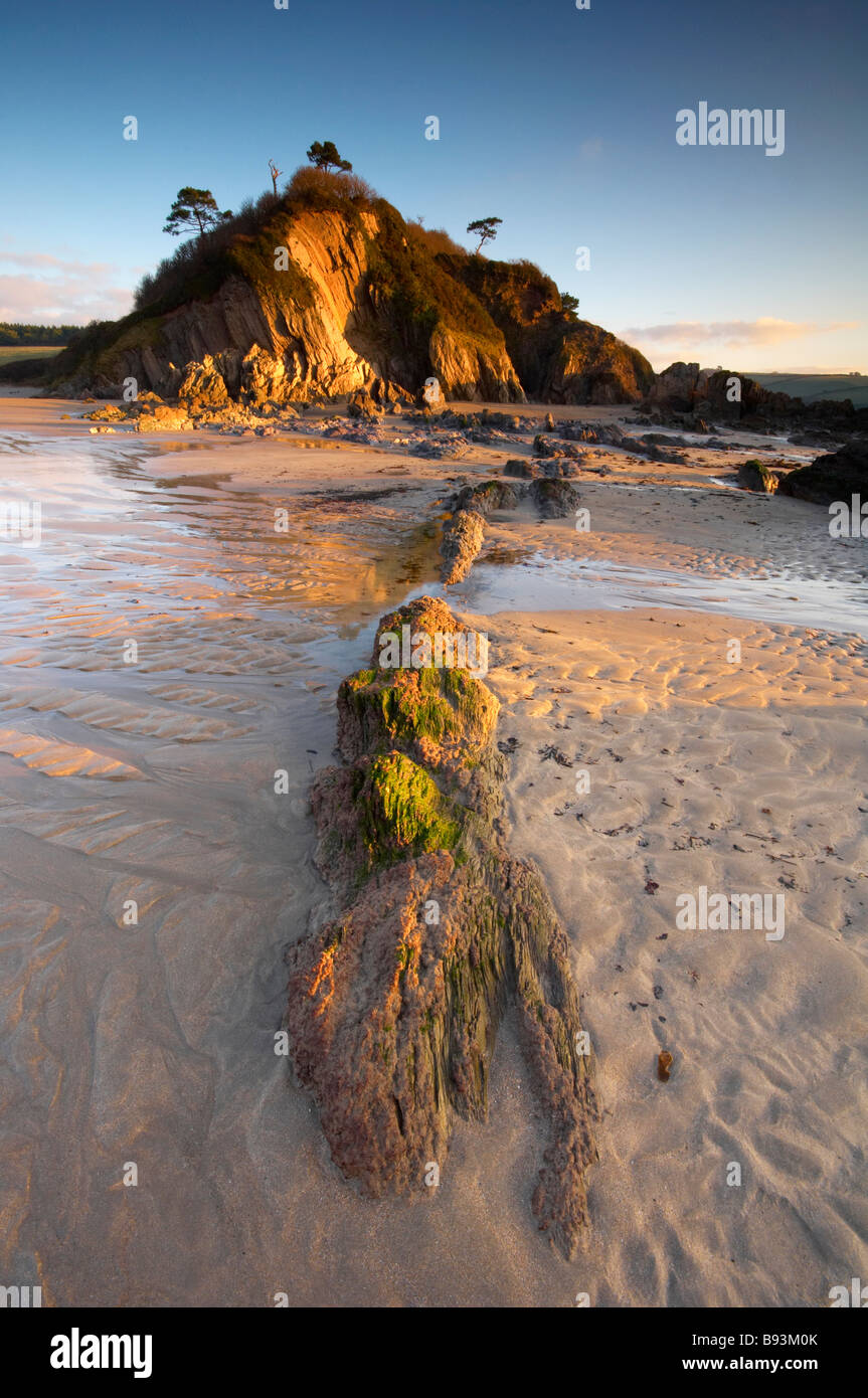 Dawn at Mothecombe beach Devon UK Stock Photo - Alamy