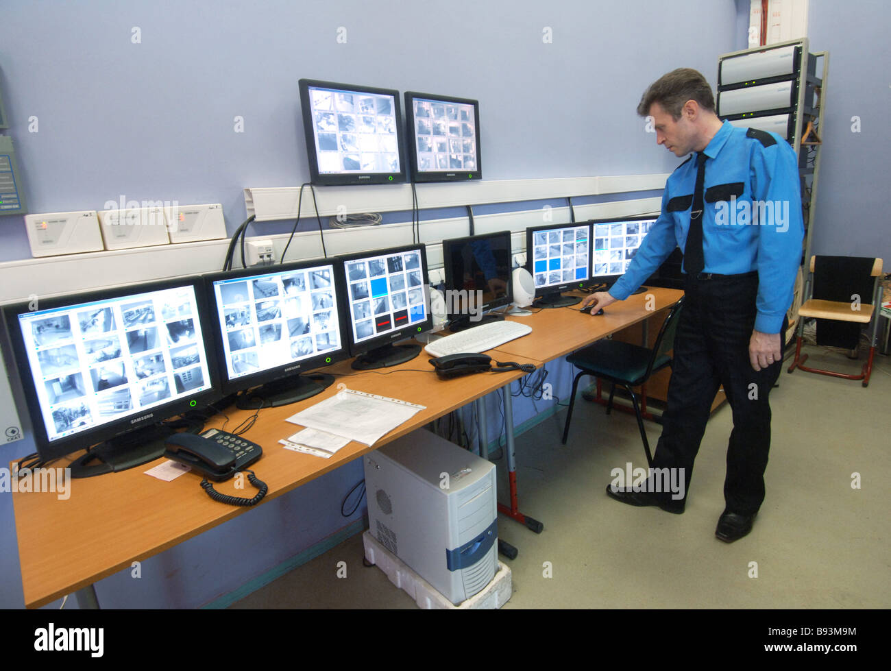 A duty guard in the control room of Moscow s school 2030 Stock Photo ...