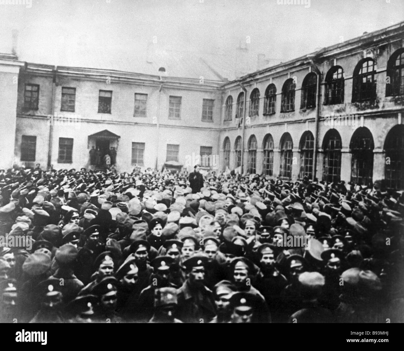 The 1917 rally of protest at grenadiers military barraks Petrograd The ...
